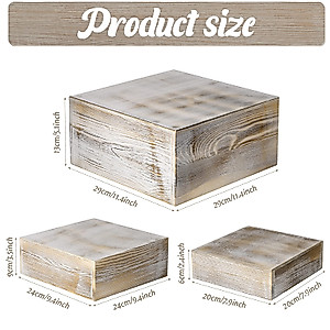 3 Pcs Whitewashed Wood Square Display Stand Crate Style Cake Stand Risers for Cupcake Appetizer Dessert Rustic Cupcake Stand Stackable Display Box Riser Stands