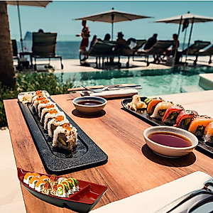 Needzo Plastic Sushi Boat Serving Tray, Sashimi Dinner Platter for Restaurant or Home, Japanese Kitchen Gifts, 10.25 Inches