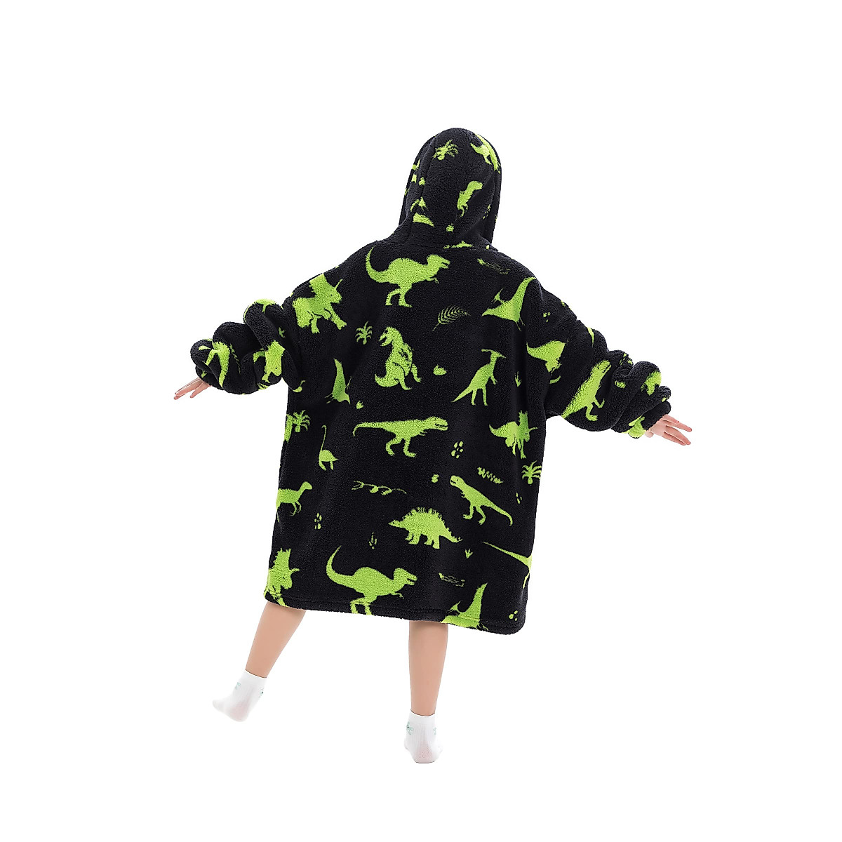 Pterygoid Wearable Blanket Hoodie for Kids,Toddler Oversized FLeece Hooded Sweatshirt with Pocket for Children Girls Boys