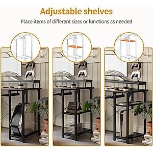 CubiCubi Computer Desk with Keyboard Tray, 47 Inch Office Desk with Monitor Stand and Storage Shelves, Music Studio Desk Workstation, Work Table for Home Office, Black