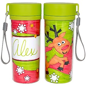 READY 2 LEARN Christmas Crafts - Design Your Own Travel Mugs - Set of 2 - Christmas Crafts for Kids - Reusable 11 oz Water Bottles - BPA Free