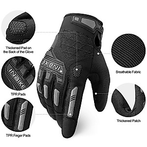 INBIKE MTB Mountain Bike Gloves Touchscreen with Thicken EVA Padded & TPR Knuckle Protection for BMX MX ATV Motorcycle (Medium, Grey)