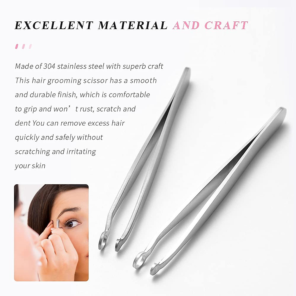 Precision Nose Hair Tweezers for Men, Round Head Nose Hair Trimmer, Ingrown Hair Clippers Grooming Scissor for Men and Women, Stainless Steel Eyebrow Clippers Tweerzers for Nose Brow Nasal Trimming