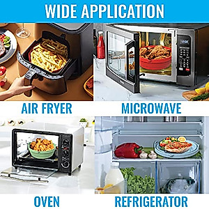 3 packs Foldable air fryer silicone pot/air fryer liners 7.5inch/air fryer silicone liner pot 8.5 inch/reusable silicone pot with silicone oven mitts/easy to clean oven air fryer silicone baking pot