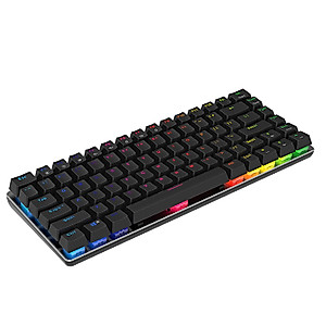 FIRSTBLOOD ONLY GAME. AK33 Geek RGB Mechanical Keyboard, 82 Keys Layout, Black Switches, LED Backlit, Aluminum Portable Wired Gaming Keyboard, Pluggable Cable, for Games Work and Daily Use, Black
