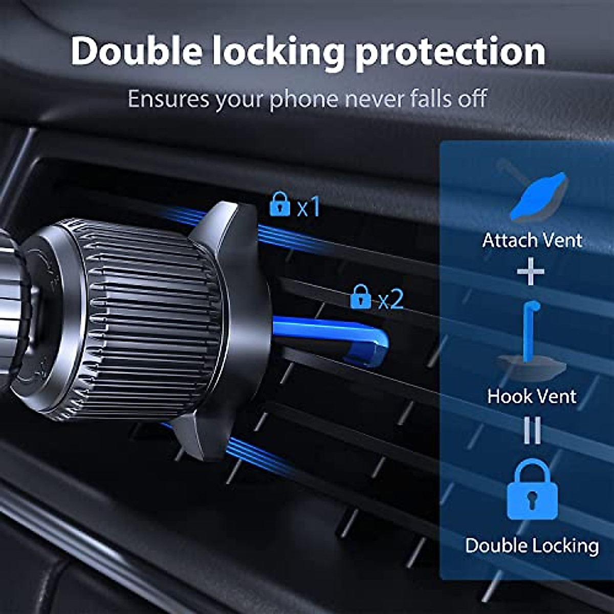 Phone Mount for Car Phone Holder [Upgraded Metal Hook Clip] Gravity Phone Holder Car Mount for iPhone Air Vent Clip Auto Lock Car Cell Phone Holder Mount Cradle in Vehicle Fit for Smartphone