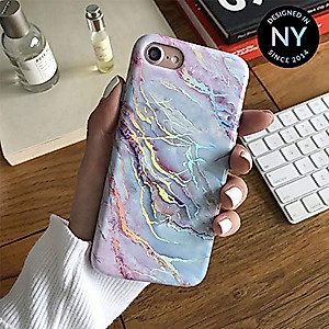 Velvet Caviar Compatible with iPhone SE 2020 Case, iPhone 8 Case, iPhone 7 Case Marble for Women & Girls - Cute Protective Phone Cover (Pink Iridescent Holographic Blue)