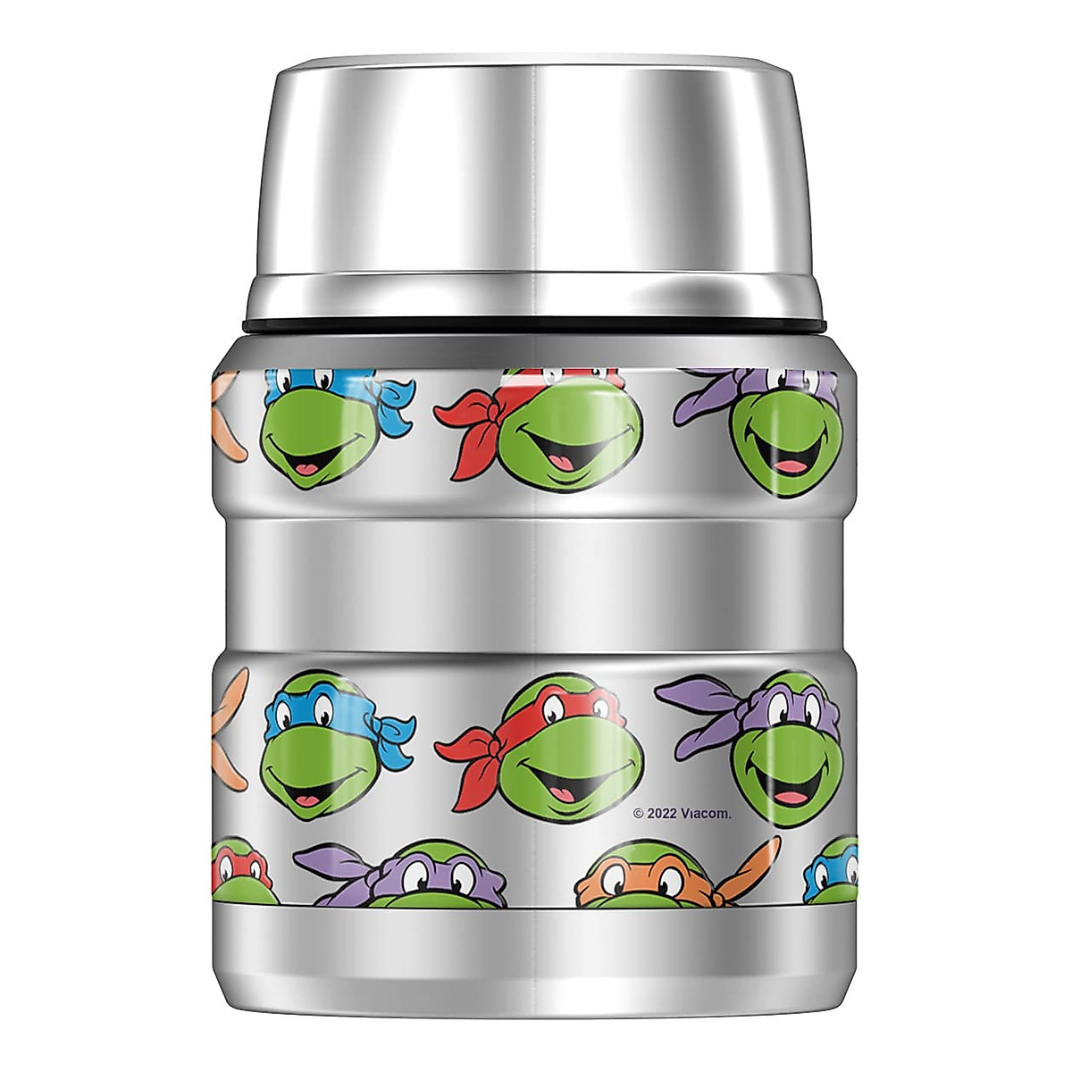 THERMOS Teenage Mutant Ninja Turtles TMNT OFFICIAL Turtle Heads STAINLESS KING Stainless Steel Food Jar with Folding Spoon, Vacuum insulated & Double Wall, 16oz