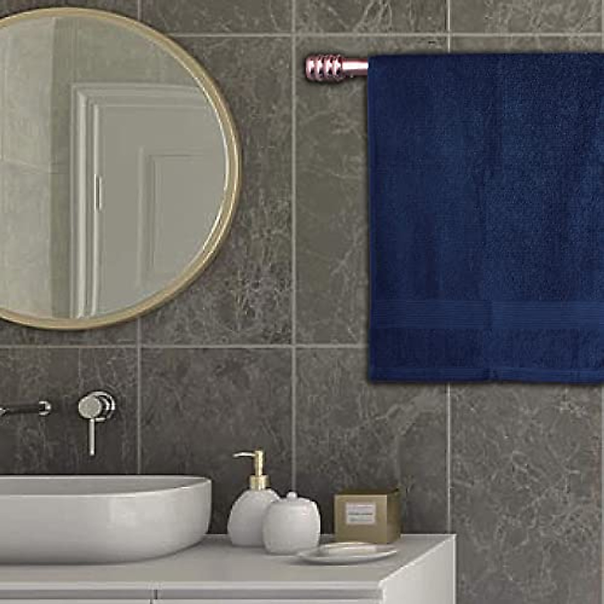 Belizzi Home 8 Piece Towel Set 100% Ring Spun Cotton, 2 Bath Towels 27x54, 2 Hand Towels 16x28 and 4 Washcloths 13x13 - Ultra Soft Highly Absorbent Machine Washable Hotel Spa Quality - Navy Blue