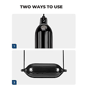 KEMIMOTO Boat Fenders Boat Bumpers for 15-35ft Boat, 4 Pack Inflatable Boat Fenders Bumpers with 4 Ropes, Boat Bumpers for Docking, Black