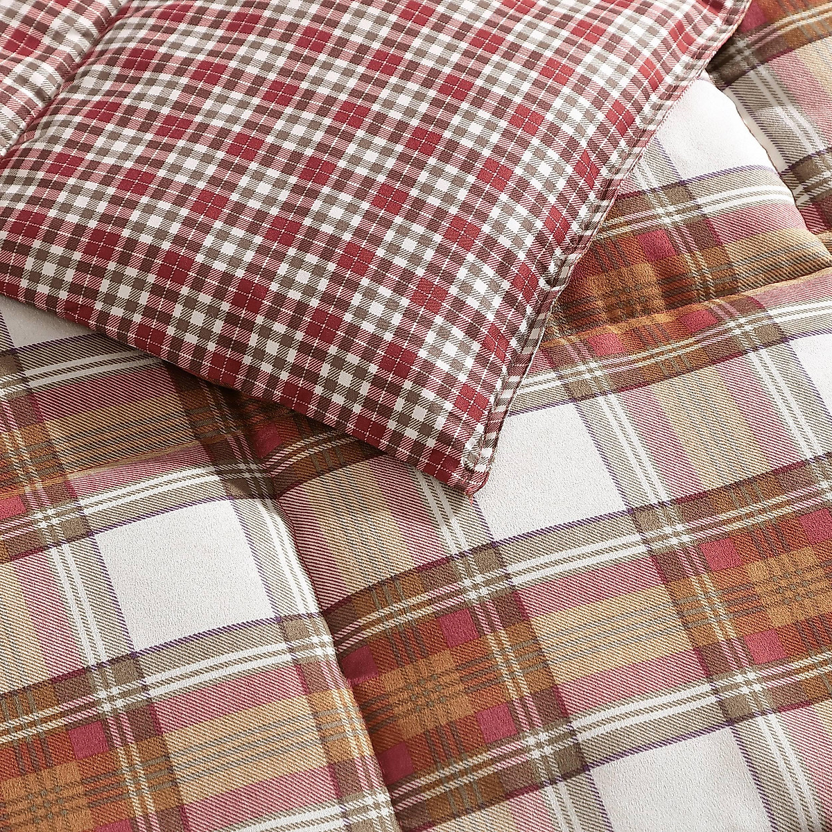 Eddie Bauer - King Duvet Cover Set, Reversible Cotton Bedding with Matching Shams, Stylish Home Decor for All Seasons (Edgewood Red, King)
