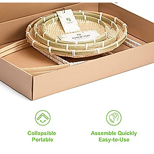 Changy Store 3 Tier Bamboo Basket Rack | Handwoven Wicker Serving Baskets with Standing Rack Set | Food, Fruit, Snack, Cookies Display Centerpiece or Coffee Table Décor Accent