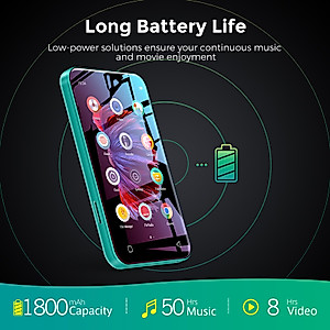 72GB WiFi Mp3 Player with Bluetooth, TIMMKOO 4.0" Touch Screen Mp4 Player, HiFi Sound Digital Music Player with FM Radio,Recorder, Browser (Blue)