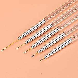 TEOYALL Fine Liner Brush, Nail Art Striping Brushes 5/7/9/11/20mm Thin Line Nail Brush Detail Drawing Brush Gel Nail Polish Brush