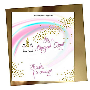 Unicorn candy bar wrappers - Set of 20 - Gold foil included - Girl Birthday Party - Baby Shower