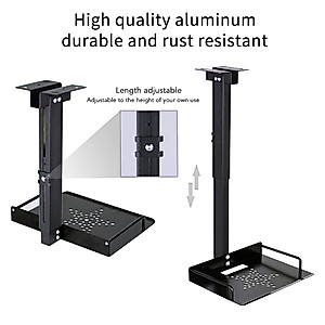Drsn Universal Ceiling Mount with Tray, 11.4-22 inches Adjustable, No Hole Installation, Aluminum Alloy, in-Tube Cable Routing, Universal Ceiling Mount for Projector/Camera, Wall/Ceiling