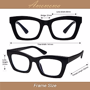 AMOMOMA 3 Pack Trendy Oversized Blue Light Stylish Readers for Women,Retro Square Cute Sturdy Computer Womens Reading Glasses AM6042 Black+Brown+Purple Tortoise 1.5