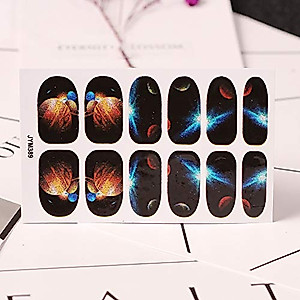 SILPECWEE 6 Sheets Starry Sky Galaxy Nail Polish Strips Self Adhesive Nail Wraps Nail Polish Stickers for Women Nail Art Stick on Nails with 1pc Nail File