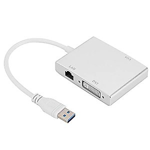 Cuifati 4 in 1 USB 3.0 Hub, FullHD 1080P USB 3.0 Adapter Hub,4 in 1 USB3.0 Adapter to VGA DVI HDMI LAN RJ45,Ultra Slim Portable USB Splitter Notebook PC, Laptop, USB Flash Drives