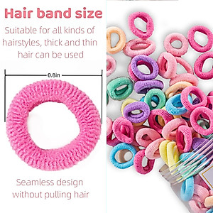 Tunbao 100 Psc Baby Hair Ties No Damage,Seamless Toddler Hair Ties,Colorful Hair Ties for Little Girl and Kids,Cotton Small Soft Hair Elastics Ponytail Holders