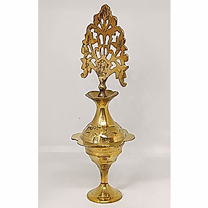 Sharvgun Islamic Brass Surmadani Antique Bottle Hand Pot Women Accessories Eyeliner Kajal Holder Case Vintage Engraved Crafted Wedding Party with Surma-5.5 Inch