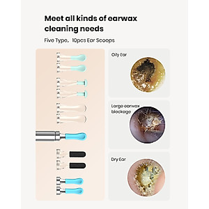 BEBIRD R1 Ear Wax Removal Tool - Spade Ear Cleaner with Ear Camera, 1080P Ear Scope, Earwax Remover Picker with 10 Replacement Tips Ear Pick with 6 LED Light for Earwax Cleaning, Support iPhone, Black