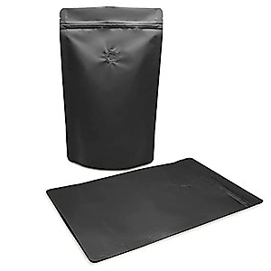 PouchWorth 50 pcs 16 oz Matte Black Foil Stand Up Zipper Pouch Coffee Bags with Valve