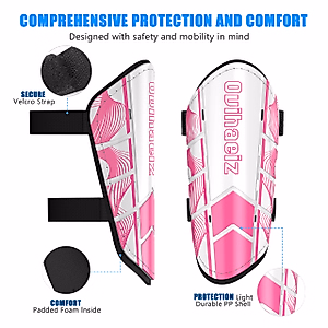 Shin Guards Soccer Youth Kids Football Shin Pads Boys Girls Toddler Adult Shin Guard Calf Protective Gear Leg Equipment ShinGuards Suitable for 4 5 6 7 8 9 10 11 12 Years Old (M, Pink)