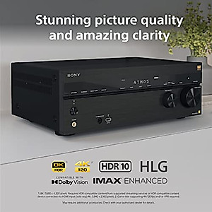 Sony STR-AN1000 7.2 CH 8K A/V Receiver: Dolby Atmos, DTS:X, Bluetooth, WiFi, Google Chromecast, Spotify Connect, Apple AirPlay, HDMI 2.1 and SA-RS3S Wireless Rear Speakers for HT-A7000/A5000/A3000