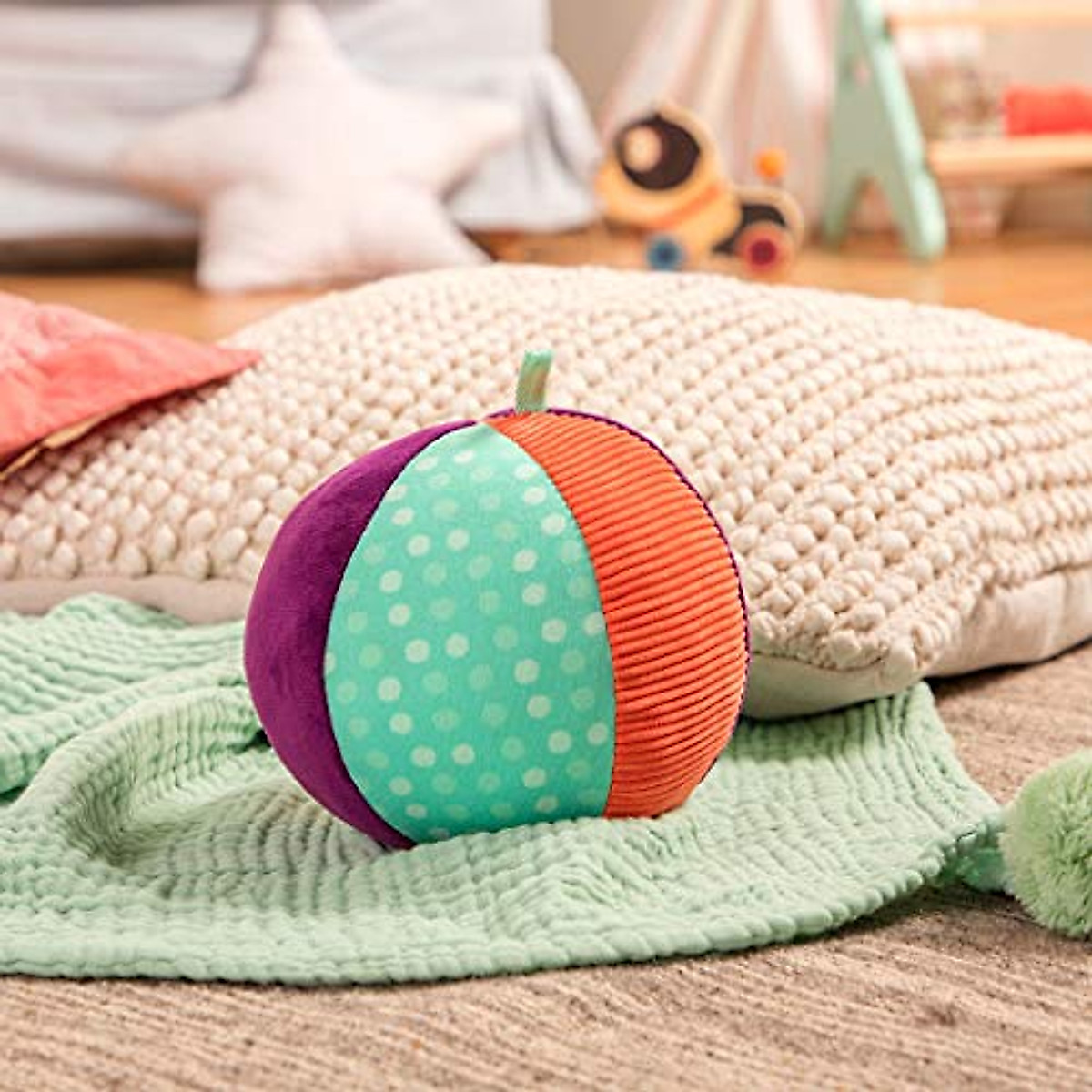 B. toys- B. baby- Large Textured Plush Baby Ball- Chiming Bell- Gross Motor Skills & Sensory Development- for babies & Toddlers- Make It Chime- 6 months +