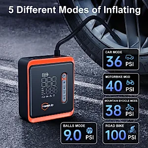Tire Inflator Portable Air Compressor -Upgraded Air Pump for Car Tires with Tire Pressure Gauge (Max 150 PSI), Auto Shut-Off Tire Pump with LED Light for Car Motor Bike Ball