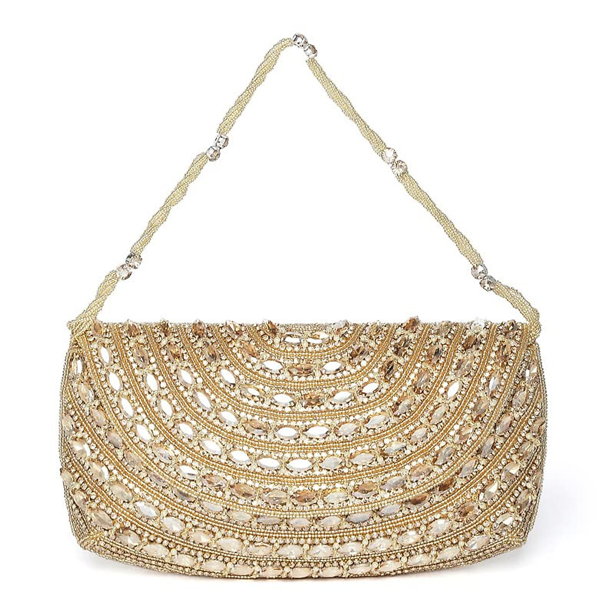 Aheli Clutch Purses Handmade Handbags Gift for Women Wedding Evening Party Bridal Clutch, Champagne Gold Color