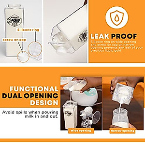 Breast Milk Pitcher for fridge - 3PACK 17oz Breast milk storing containers w/ 10pcs breastfeeding stickers for adults | Acrylic Milk carton water bottles | breastmilk storage bottle formula pitcher