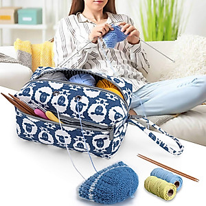Luxja Small Yarn Storage Bag, Portable Knitting Bag for Yarn Skeins, Crochet Hooks, Knitting Needles (up to 8 Inches) and Other Small Accessories (Small, Sheep)