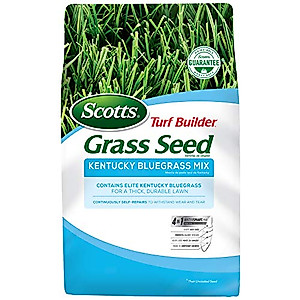 Scotts Turf Builder Grass Seed Kentucky Bluegrass Mix - 7 lb., Use in Full Sun, Light Shade, Fine Bladed Texture, and Medium Drought Resistance, Seeds up to 4,660 sq. ft.