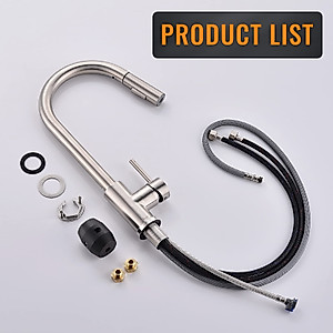 APPASO Kitchen Faucet with Pull Down Sprayer Brushed Nickel, Single-Handle High Arc Swan-Neck Modern Kitchen Sink Faucet with Optional Deck Plate Stainless Steel, Silver