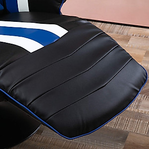 Vinsetto Gaming Chair, Racing Style Computer Recliner with Lumbar Support, Footrest and Cup Holder, Black/White/Blue