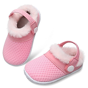 JOINFREE Baby Boys Girls Rubber Sole Indoor Outdoor House Slippers Lightweight Shoes Pink 18-24 Months