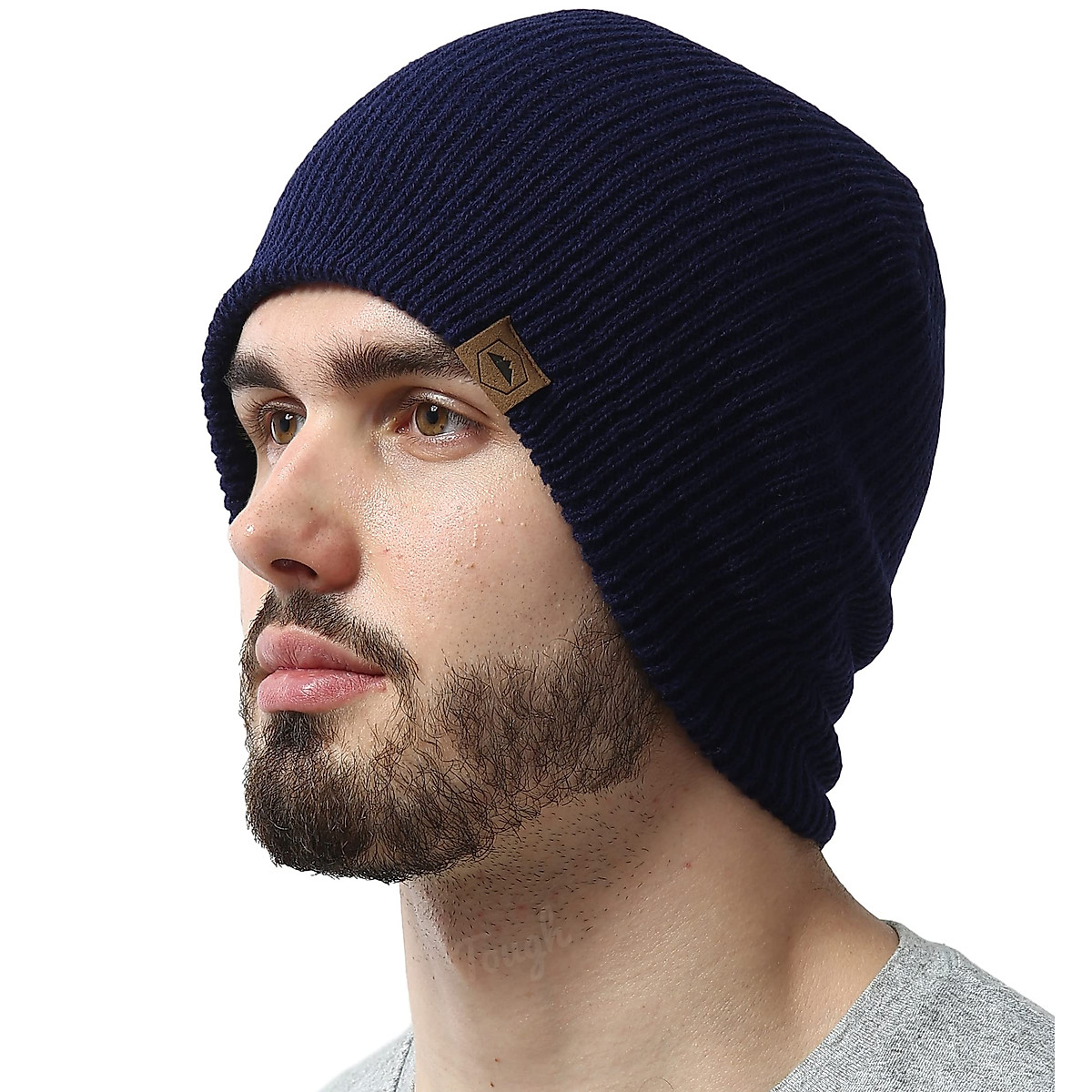 Tough Headwear Beanies for Men & Women - Knit Beanie, Warm & Soft Ribbed Beanie, Daily Knit Hat, Women & Mens Toboggan Hat for Cold Weather Navy Blue