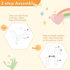 JC Home Contemporary Leather Kids Recliner with Cup Holder and Headrest, Hot Pink