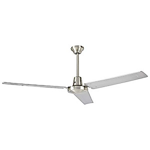 Amazon Basics 56-Inch Industrial Style Ceiling Fan - Includes Wall Control - Three Steel Blades, Brush Nickel Finish