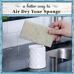 Home Acre Designs Sponge Holder for Kitchen Sink - Rustic Farmhouse Home Kitchen Decor - White Ceramic