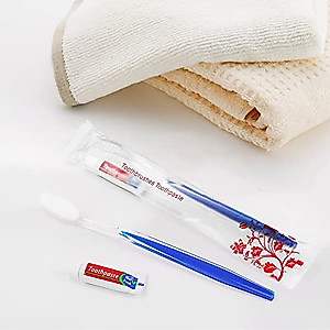 Travel Toothbrushes Kit,100Pcs Travel Toothbrush Set Disposable Toothbrushes with Toothpaste for Nursing Home,Hotel,Charity(Individually Wrapped)