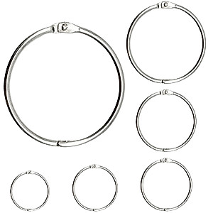 OWLKELA Binder Rings 50 Pcs, Assorted Sizes, Nickel Plated, Loose Leaf Binder Ring, Rings for Flash Cards, Index Card Rings, Book Rings, Ring Hooks, Paper Rings for School, Home or Office