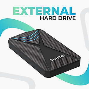 SUHSAI 500GB Portable Gaming External Hard Drive, USB 3.0, 2.5 inch HDD with RGB Light Plug & Play Backup Drive Compatible with Windows, Mac, Xbox Series X, PS4, PS5 - Black