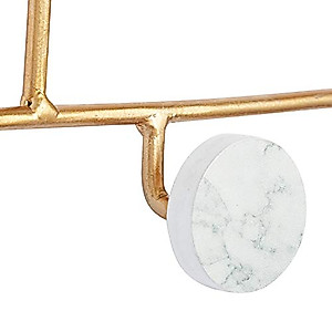 Deco 79 Wood 6 Hangers Wall Hook, 24" x 2" x 7", Gold