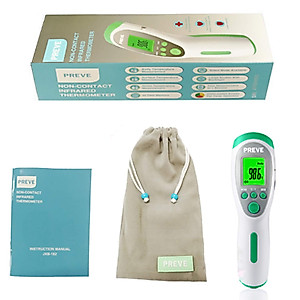 PREVE Non Contact Medical Infrared Forehead Thermometer for Babies Children Adults Accurate Fever Alarm No Touch…
