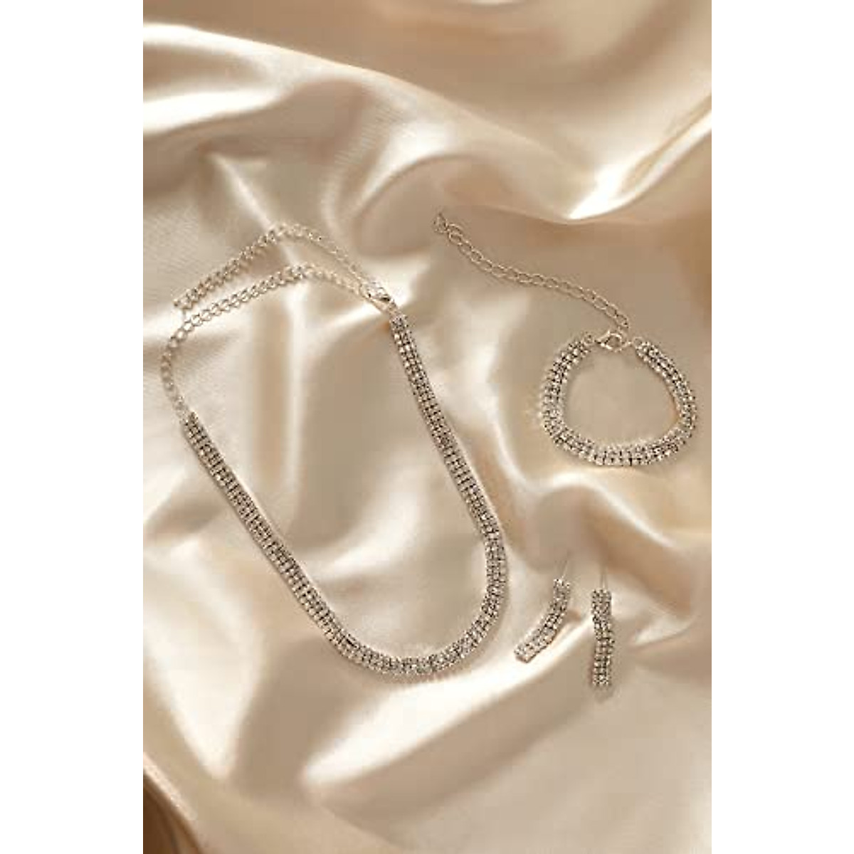 Coucoland Evening Rhinestone Clutch Jewelry - Wedding Bridal Bridesmaid Handbags Purses Silver Accessories for Women Statement Necklace Earrings Bracelets Set Formal Women's Sets