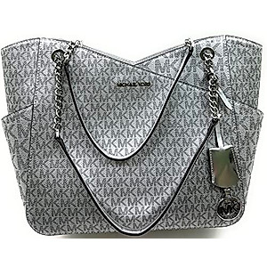 Michael Kors Large Jet Set Travel Chain Shoulder Tote (Silver)