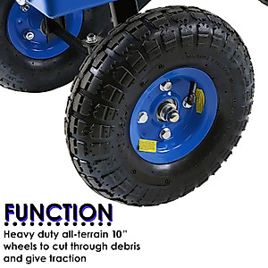 Landworks Mini Wood Chipper Compact Design 3" Inch Max Capacity & Heavy Duty Lawn/Garden Utility Cart w/Removable Side Meshes, 400 lbs [Bundle Deal]